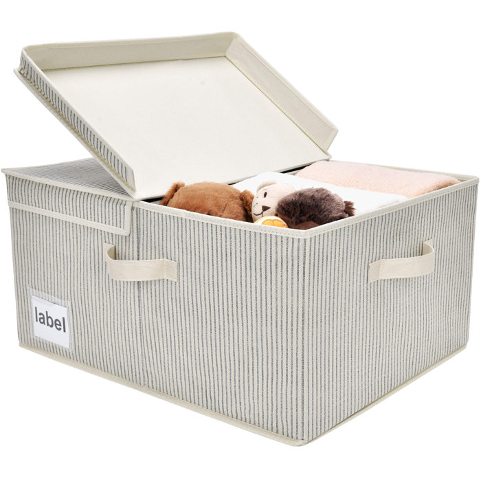 Latitude Run® Storage Bins With Lids Foldable Linen Fabric Storage
